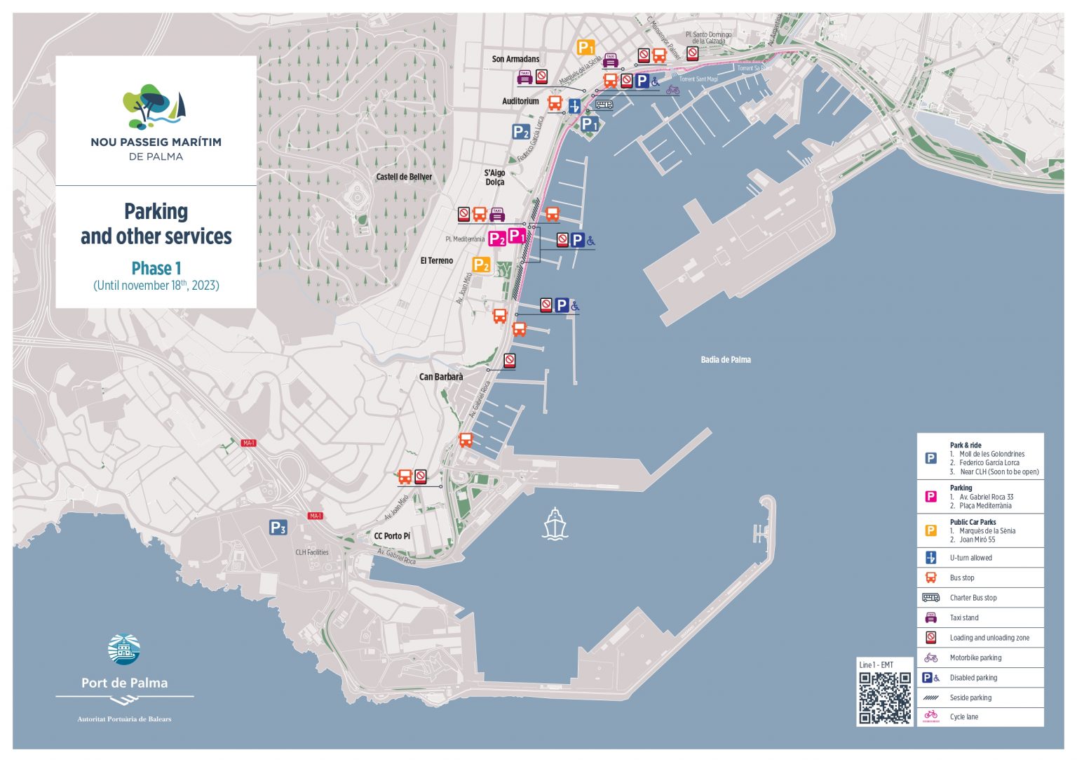 Mapa de las zonas de aparcamiento y otros servicios - Nuevo Paseo ...